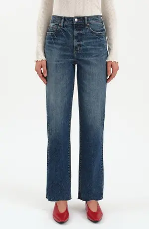 DAZE Raw Hem High-waist Straight-leg Jeans - Authentic