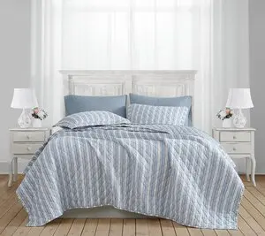 THE FARMHOUSE BY RACHEL ASHWELL Ticking Stripe /q Quilt Set - One-color