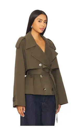 ELODIE THE LABEL Elodie Eleanor Cropped Trench Coat - Olive