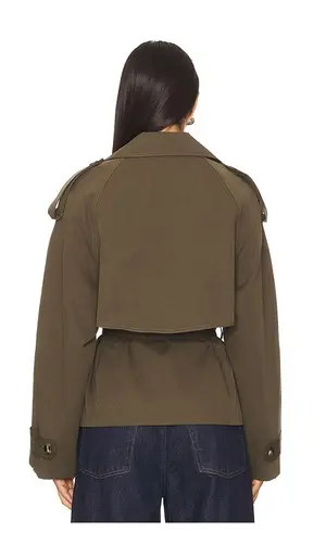 ELODIE THE LABEL Elodie Eleanor Cropped Trench Coat - Olive
