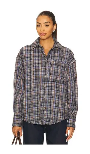 Free People Ashley Plaid Shirt - Blue Combo