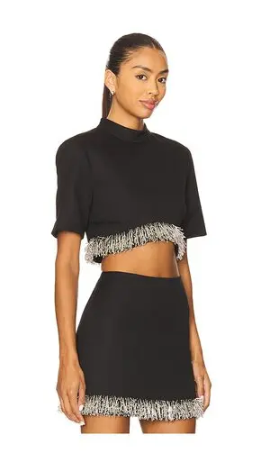 Simkhai Jalen Cropped Top With Embellished Hem