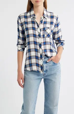 Rails Hunter Plaid Button-up Shirt - Golden Cobalt