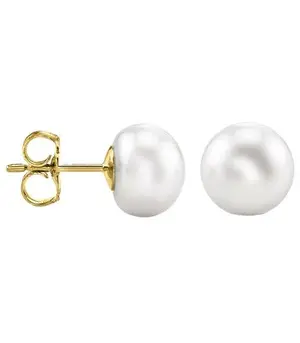 DONATELLO GIAN 14k Yellow Shell Pearl Stud Earrings - Gold