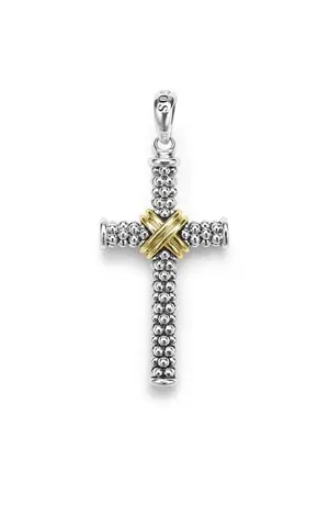 Lagos Anthem Two-tone Caviar Beaded Pendant - Silver