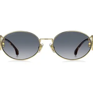 Etro 57mm Oval Sunglasses Gold/dark Blue Sf