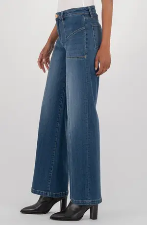 Kut From The Kloth Seamed Mid-rise Wide-leg Jeans
