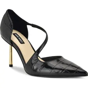 Nine West Dolen Pointed Toe Pump - Black Croc Embossed