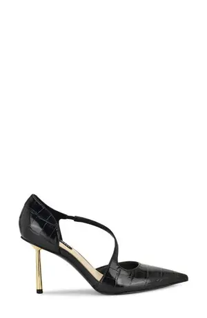 Nine West Dolen Pointed Toe Pump - Black Croc Embossed
