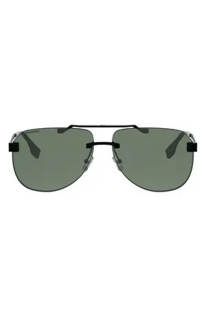 Fendi 61mm Polarized Pilot Sunglasses - Matte Black /green Polarized