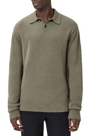 ALLSAINTS Patern Long Sleeve Polo - Dusky Green