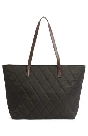Barbour Quilted Nylon Tote - Olive