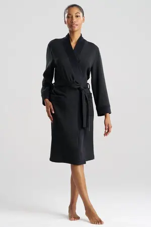 Natori Nova Cozy Brushed Knit Dream Robe - Black