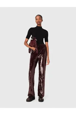 Maje Sequin-embroidered Trousers - Burgundy / Red