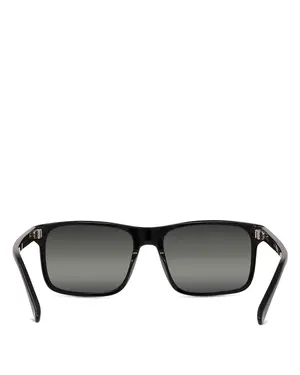 Vuarnet Belvedere 01 Rectangle Sunglasses, 57mm - Black/smoke