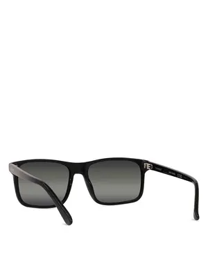 Vuarnet Belvedere 01 Rectangle Sunglasses, 57mm - Black/smoke