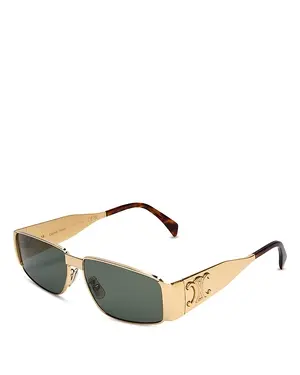 Celine Triomphe Rectangle Sunglasses - Gold/solid Green