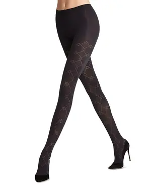 Falke Check Mate Tights - Black