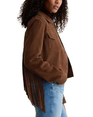 Ag Fringed Suede Trucker Jacket