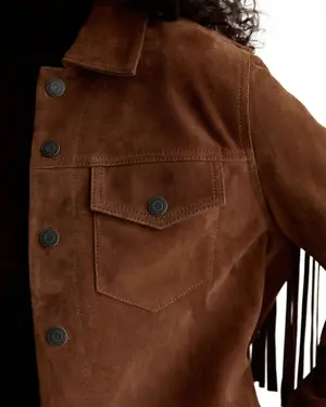 Ag Fringed Suede Trucker Jacket