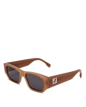 Fendi Ff Square 54mm Sunglasses - Light Borwn/smoke