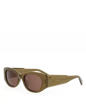 Celine 3 Dots Rectangle Sunglasses - Dark Olive/solid Brown