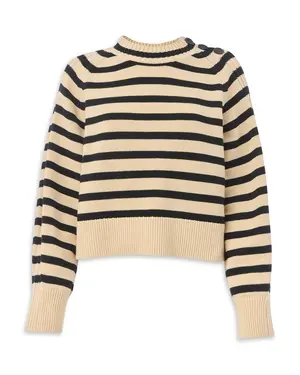 Whistles Stripe Detail Cotton Knit Sweater