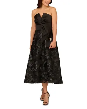 Aidan Mattox Strapless Embellished Midi Dress