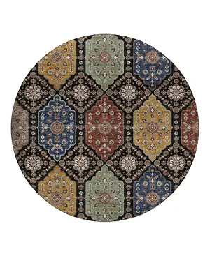 DALYN RUG COMPANY Silk Road Sr7 Round Area Rug, 8'0x8'0 Black
