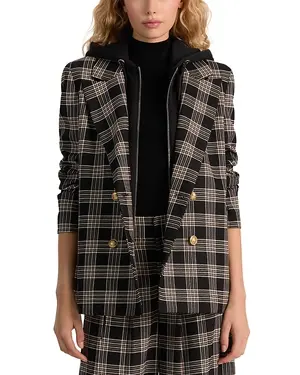 Alice + Olivia Plaid Double-breasted Blazer