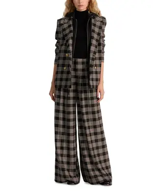 Alice + Olivia Plaid Double-breasted Blazer