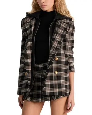 Alice + Olivia Plaid Double-breasted Blazer
