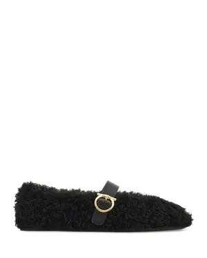 FERRAGAMO Buckled Merino Wool Flats