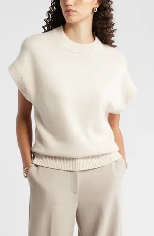 Nordstrom Cap Sleeve Wool & Cashmere Sweater - Beige Beach