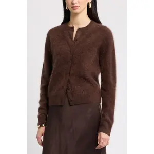 Nordstrom Brushed Cashmere Cardigan - Brown Mole