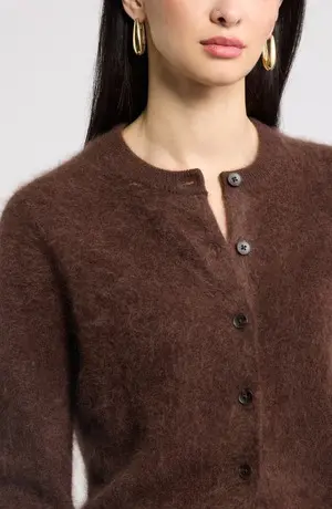 Nordstrom Brushed Cashmere Cardigan - Brown Mole