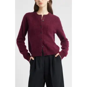 Nordstrom Brushed Cashmere Cardigan - Burgundy Field