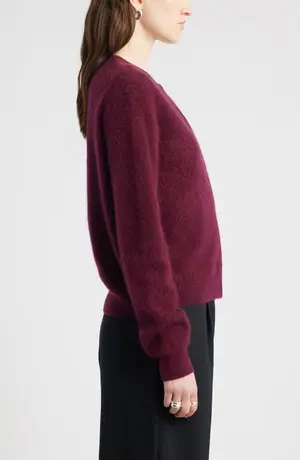 Nordstrom Brushed Cashmere Cardigan - Burgundy Field