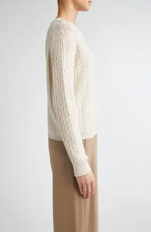 Max Mara Ussuri Embellished Cable Wool Sweater