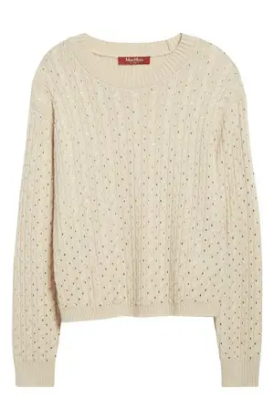 Max Mara Ussuri Embellished Cable Wool Sweater