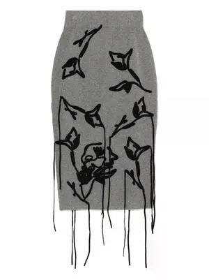 Erdem Floral-print Pencil Skirt - Grey