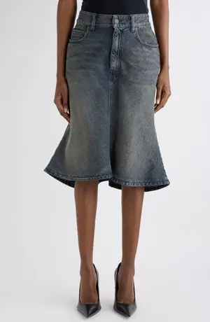 Denim Panel Midi Skirts