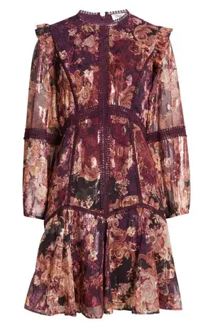 Eliza J Lace Trim Trapeze Dress