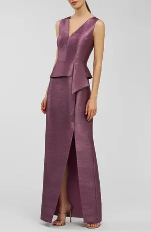 KAY UNGER Octavia Metallic Column Gown