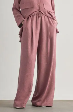 MIZALLE Wide-leg Linen-textured Polyester Pants