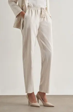 MIZALLE Striped Drawstring Wide Leg Trousers