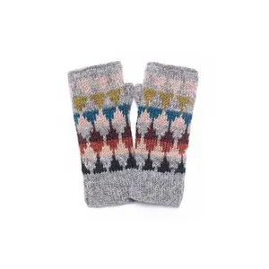 FEELGOODZ Feelgoodz Hand-Knit Jaya Harlequin Wool Half Mittens Cabin