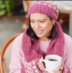 FEELGOODZ Hand-knit Jaya Harlequin Wool Half Mittens - Quarry