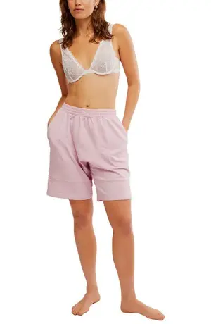 Free People Flowy Wide-leg Lounge Shorts - Fragrant Lilac