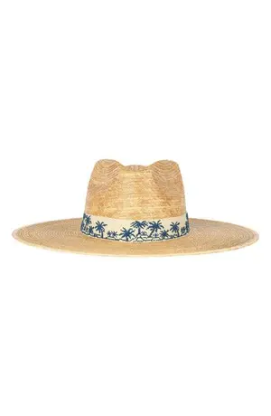 SUNSHINE TIENDA Tropical Toile Palm Straw Hat - Natural Multi